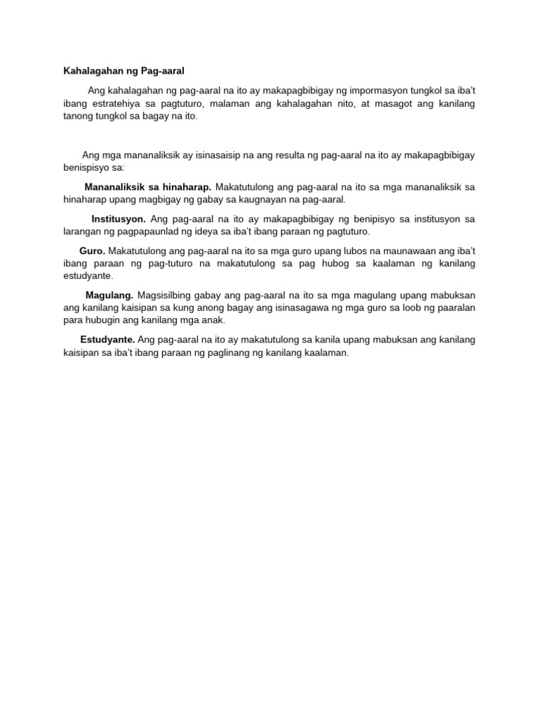 Kahalagahan NG Pag-Aaral | PDF