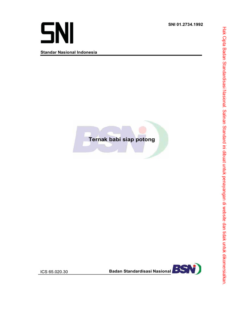 SNI 9159: Standar Daging Babi | PDF