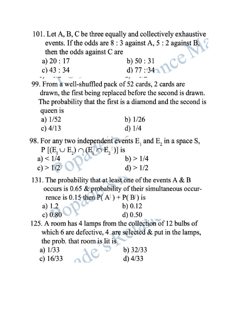 Probability Test 2 | PDF