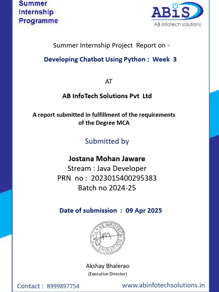 Project Submission Reprot Jostana Java Week 3 | PDF