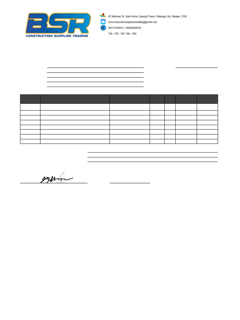 BSR Delivery Receipt 86 | PDF