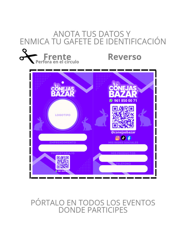 Gafete Conejas Imprimible | PDF