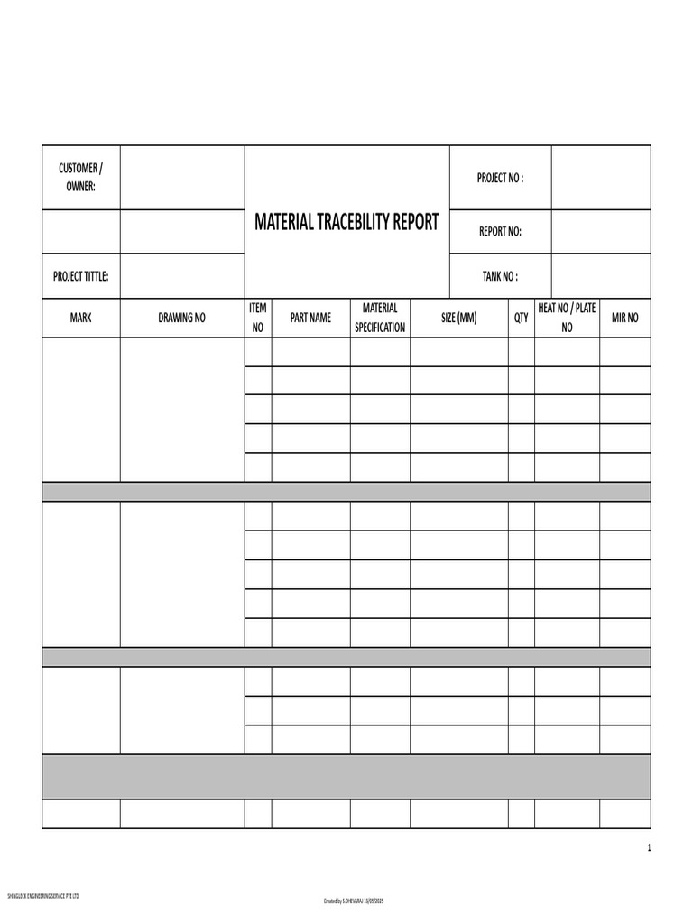 Material Tracebility | PDF