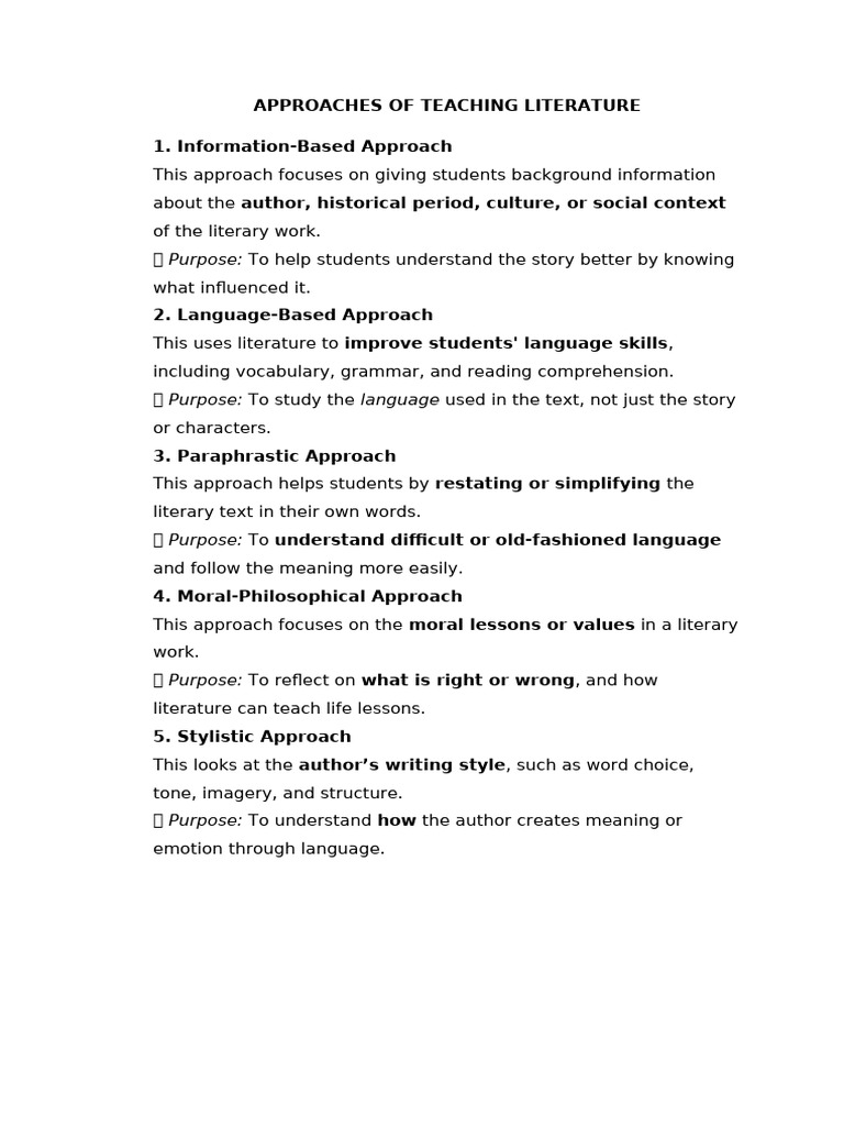 Teaching Literature: Key Approaches | PDF