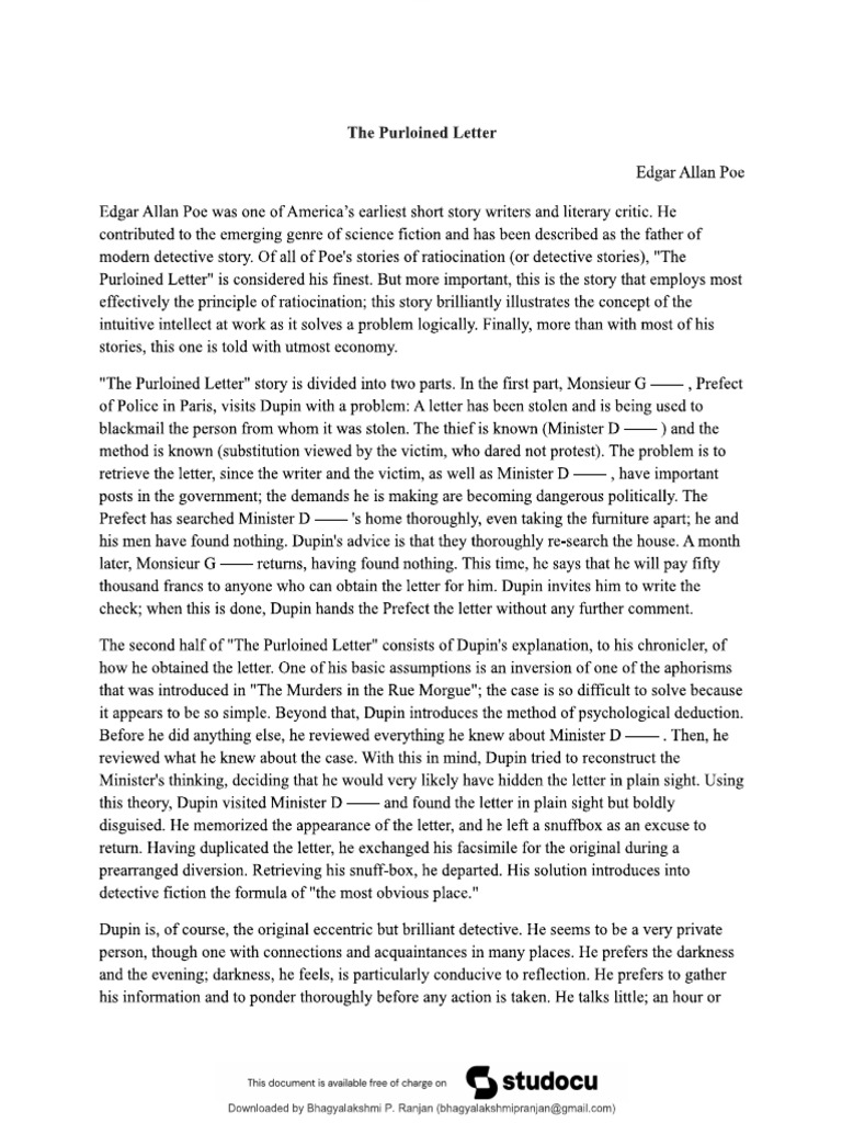 The Purloined Letter | PDF