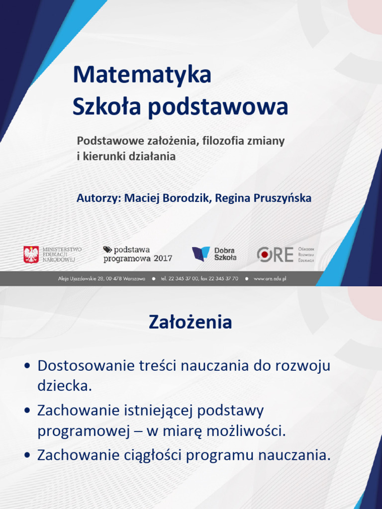 Nowa Podstawa Programowa. Szkola Podstawowa. Matematyka. Prezentacja | PDF
