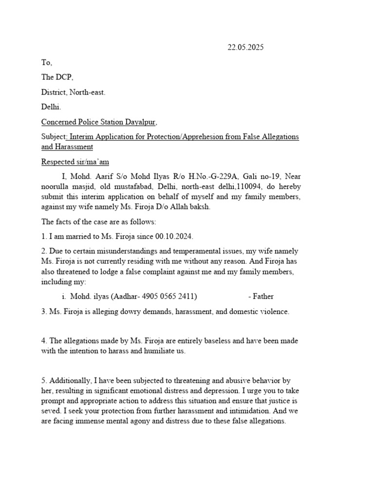 Intimation Application To DCP (Arif) PDF - 250522 - 153759 | PDF