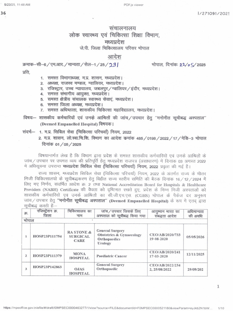 Hosp Empanelment Order 22-05-2025 | PDF