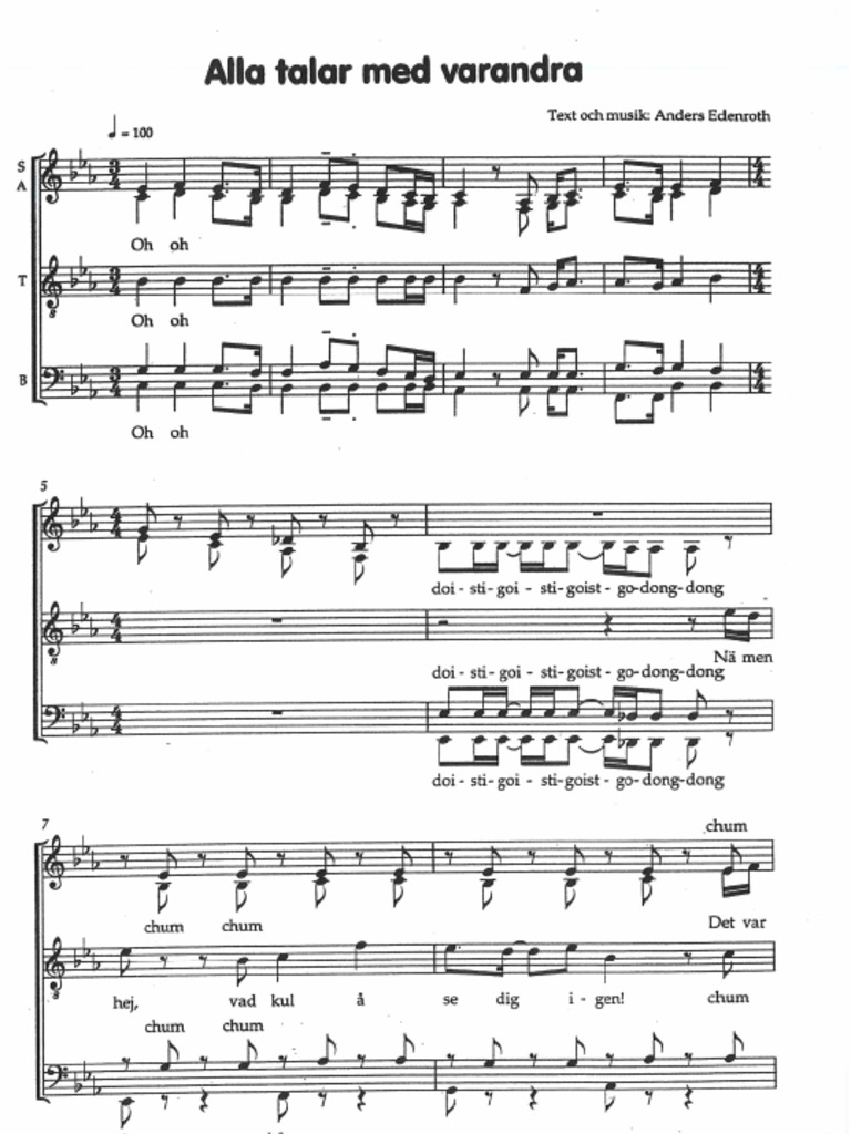 Alla Talar Med Varandra - SATB | PDF