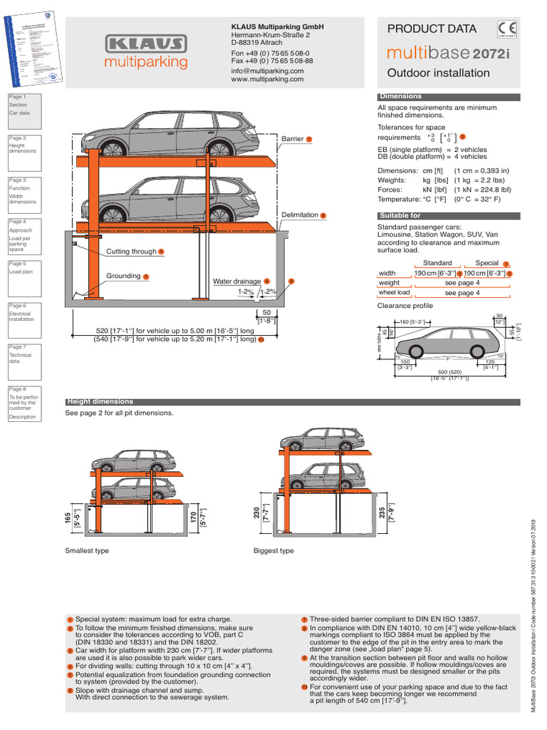 MultiBase 2072i Outdoor Product Data | PDF | Electrician | Parking