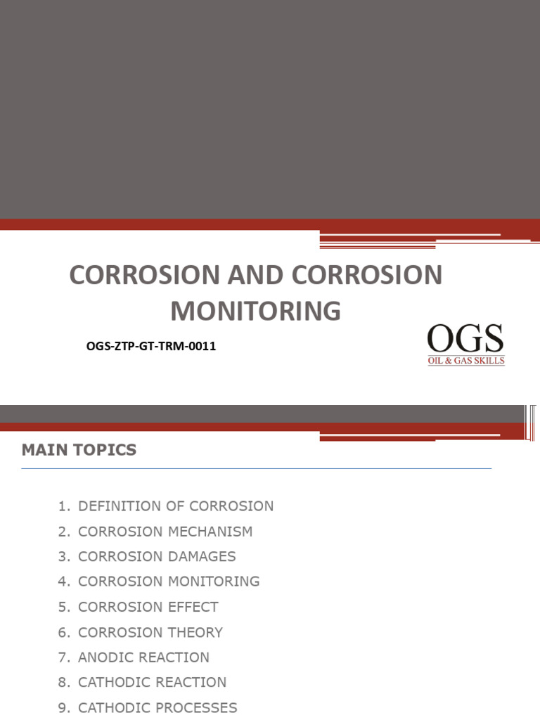 Corrosion and Corrosion Monitoring: OGS-ZTP-GT-TRM-0011 | PDF | Redox | Corrosion