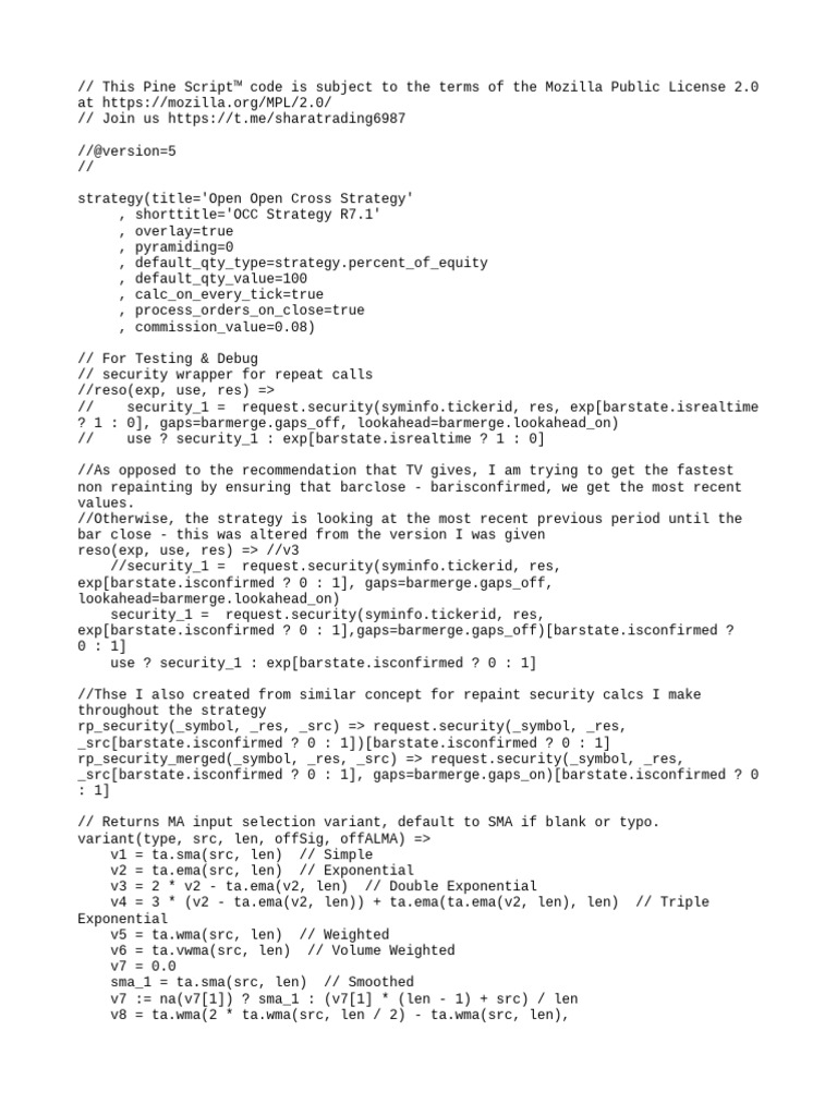 Indicator Open Cross Strategy For TradingView-1 | PDF
