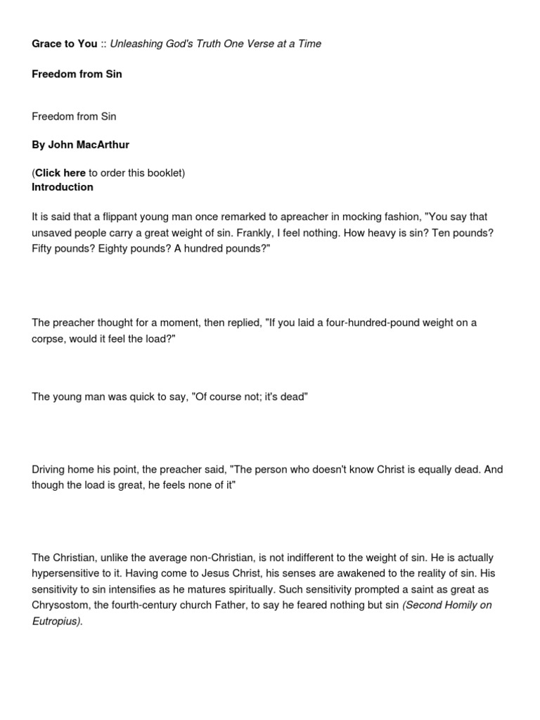 Freedom From Sin | PDF | Epistle To The Romans | Sin