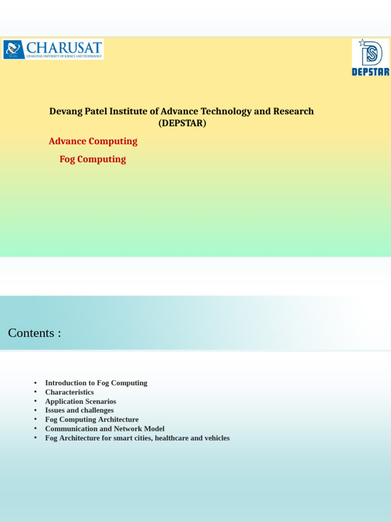 AC UNIT 4 FOG COMPUTING (1) | PDF | Computer Network | Cloud Computing