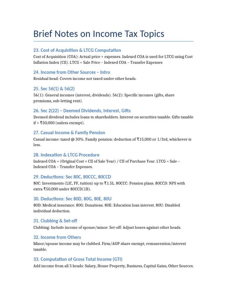 Income_Tax_Brief_Notes | PDF
