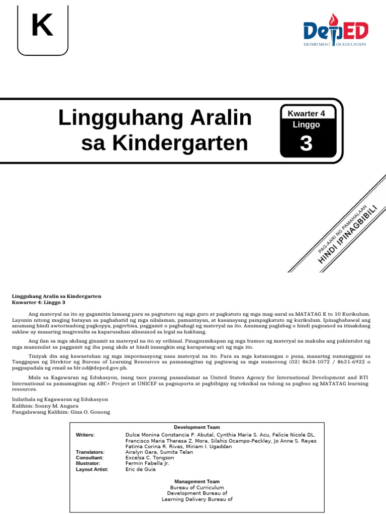 LE Kindergarten Q4 Week3 v.2 | PDF