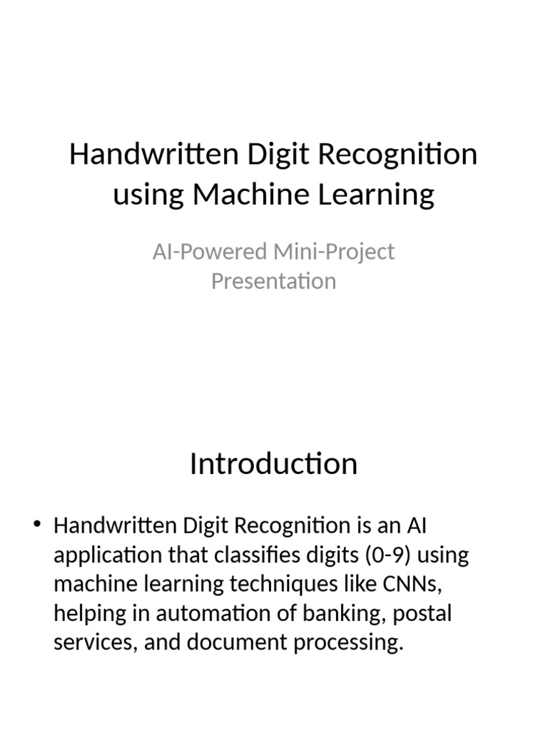 Handwritten Digit Recognition AI | PDF