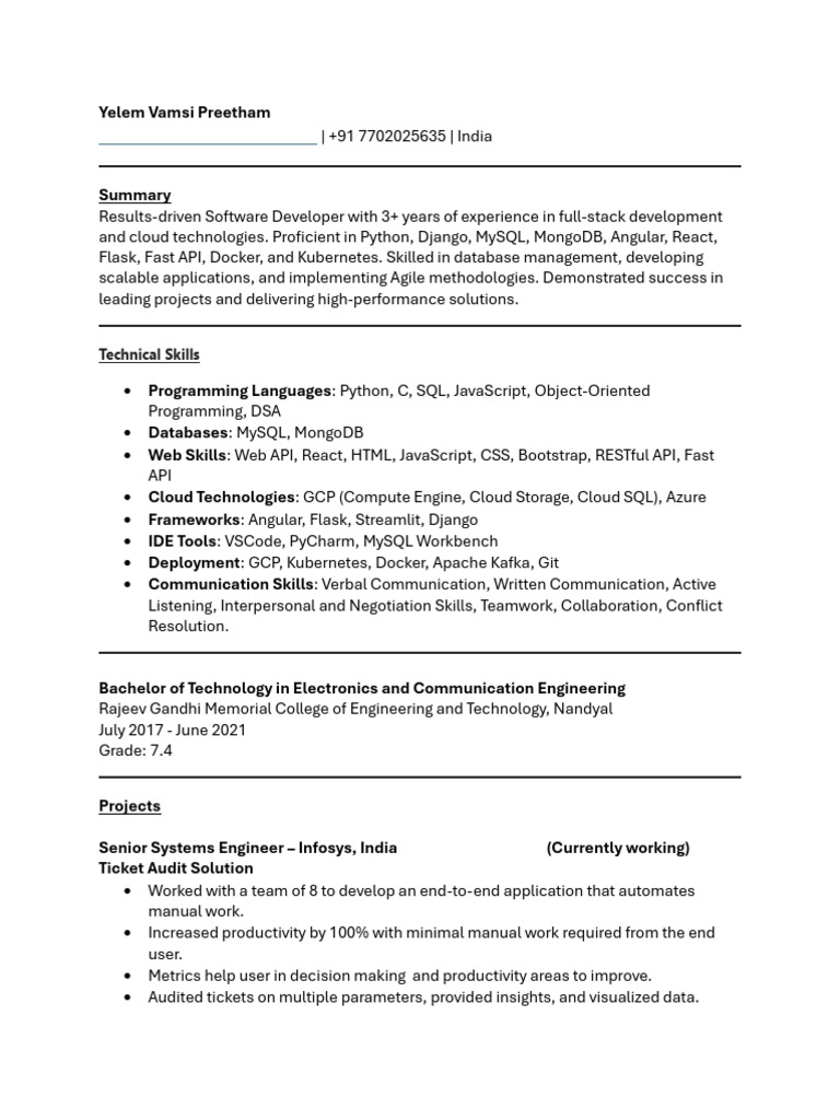Naukri Vamsipreethamyelem (3y 5m) | PDF | My Sql | Cloud Computing