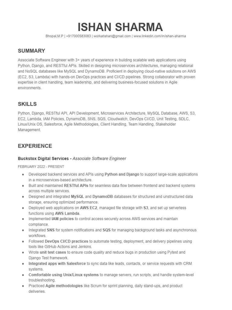 Naukri ISHANSHARMA (3y 2m) | PDF | Amazon Web Services | Software Development Process