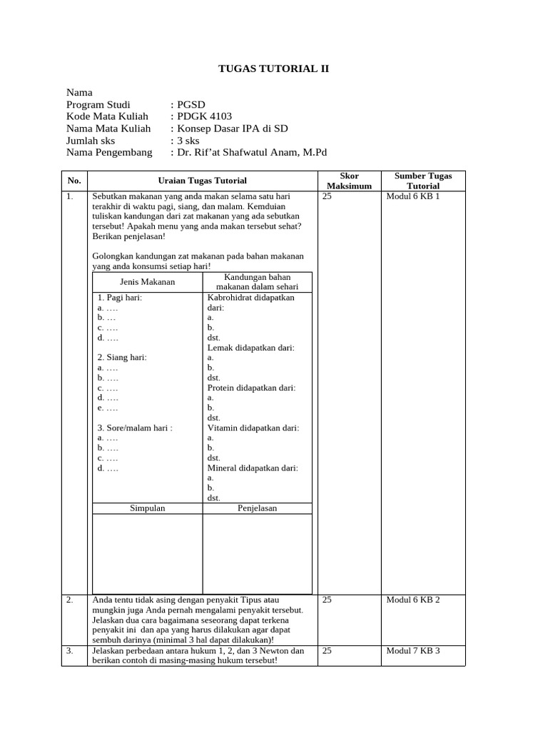 Tugas Tutorial 2 Konsep Dasar Ipa Di SD | PDF
