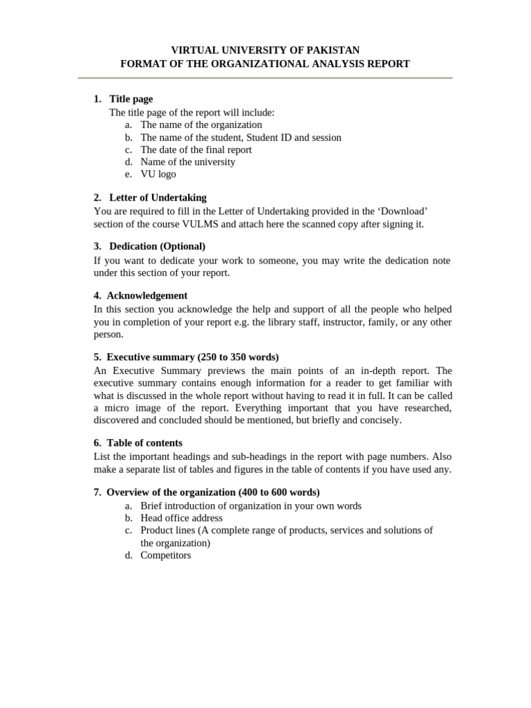 Format of Organizational Analysis Report - MGIT661 | PDF | Swot ...