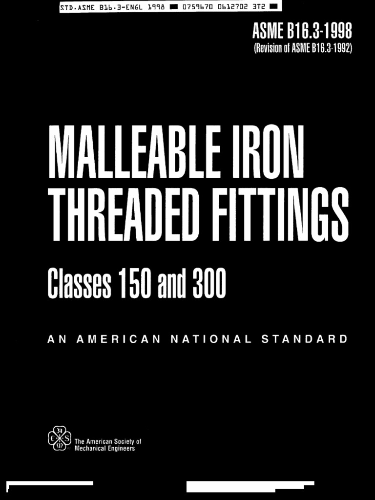 ASME B16.3 (1998) | PDF | Pipe (Fluid Conveyance) | Plumbing