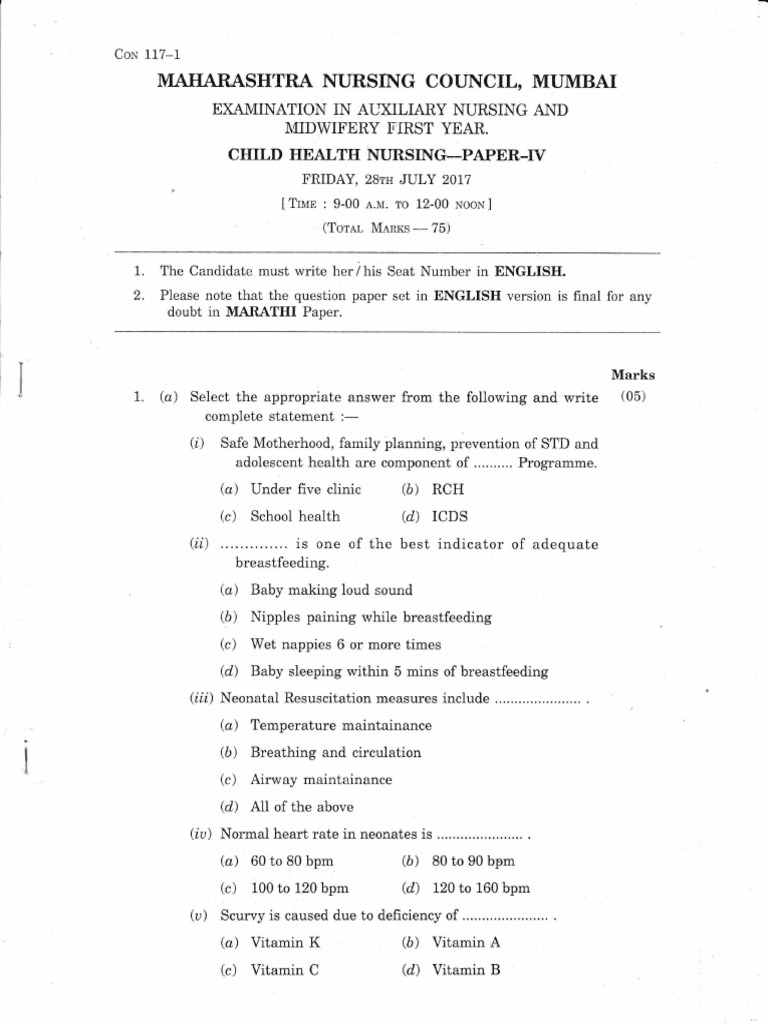 Child Health Nursing July 2017 | PDF | Nursing | Health Care