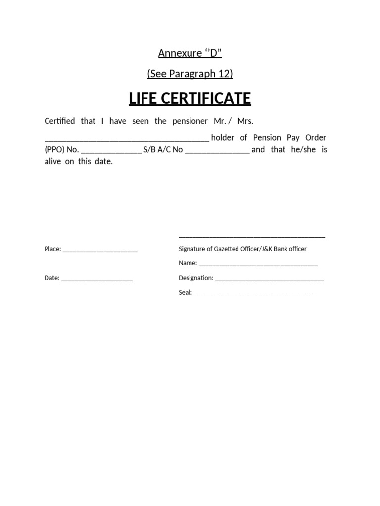 Life Certificate | PDF