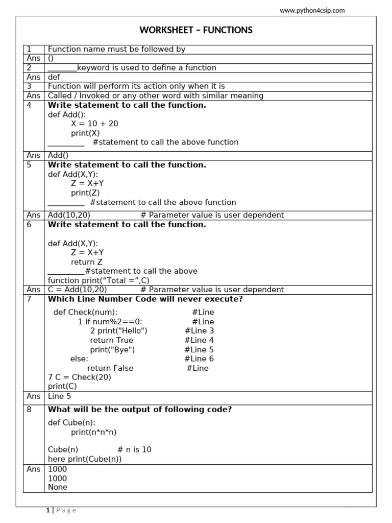 Solution Function Worksheet | PDF | Parameter (Computer Programming) | Software Development