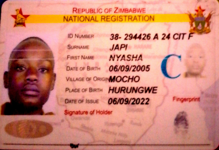National ID for Nyasha Japi | PDF