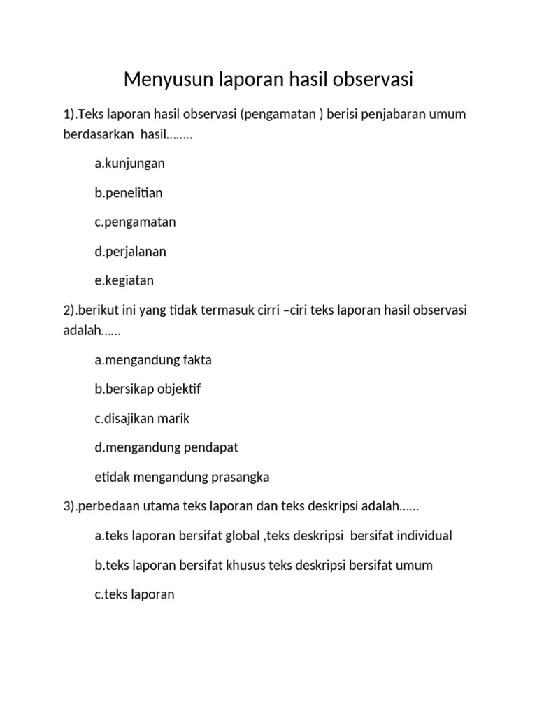 Menyusun Laporan Hasil Observasi | PDF