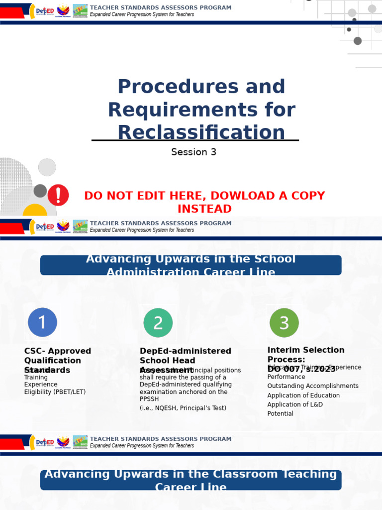 Session 3 - Procedures and Requirements For Reclassification | PDF | Teachers | Academic Degree