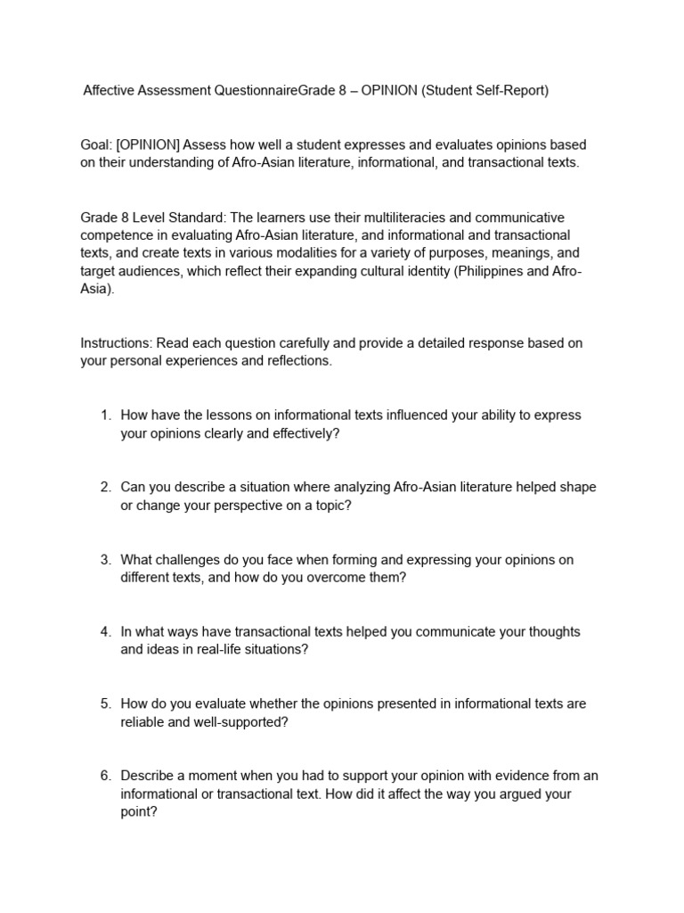 Questionnaire (OPTION) | PDF