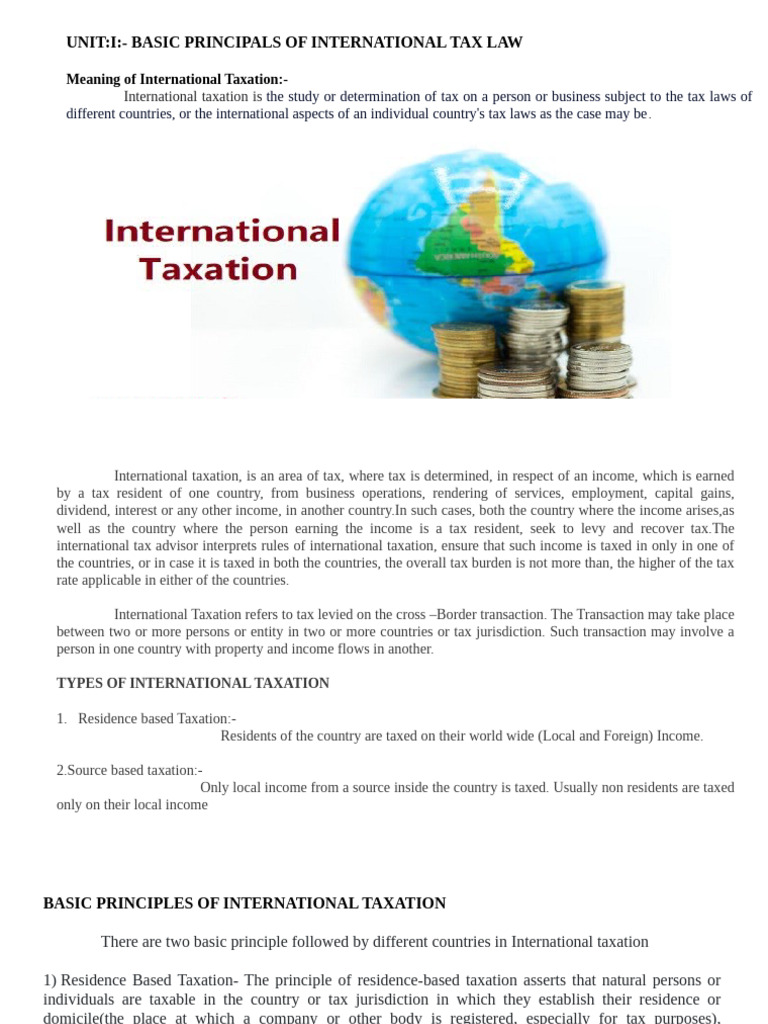 Internation Taxation-1 | PDF | International Taxation | Taxes
