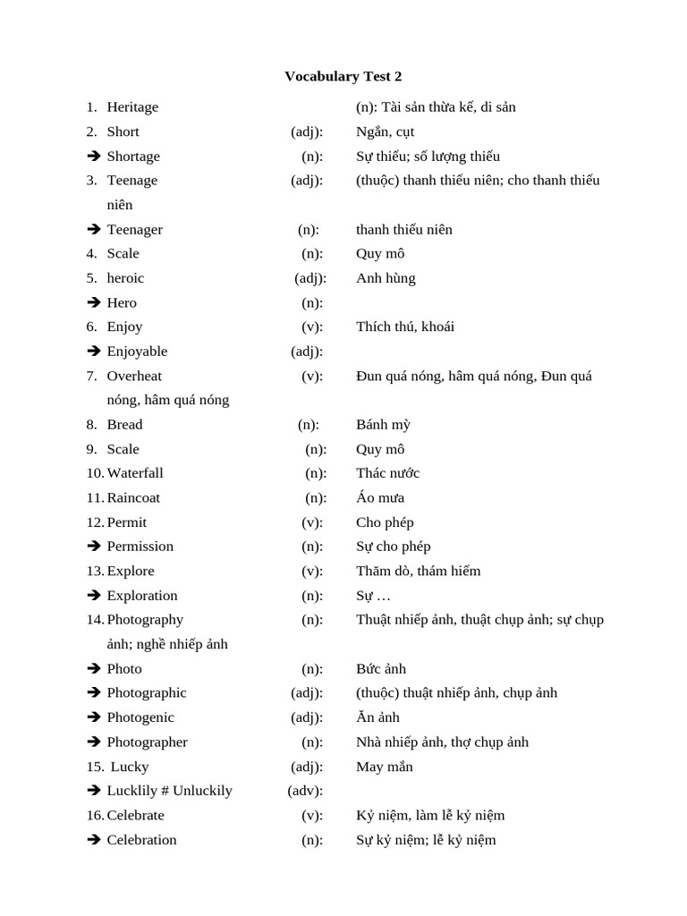 Vocabulary Test 2 | PDF