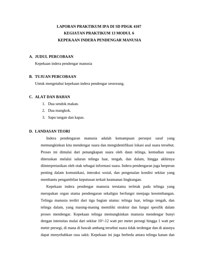 Proses Pendengaran dan Kepekaan Telinga | PDF
