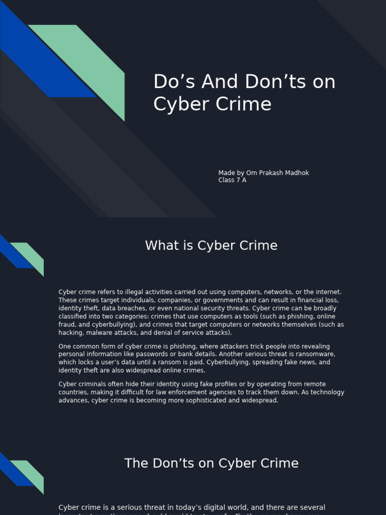 Cyber Crime: Essential Do's and Don'ts | PDF | Cybercrime | Cyberwarfare