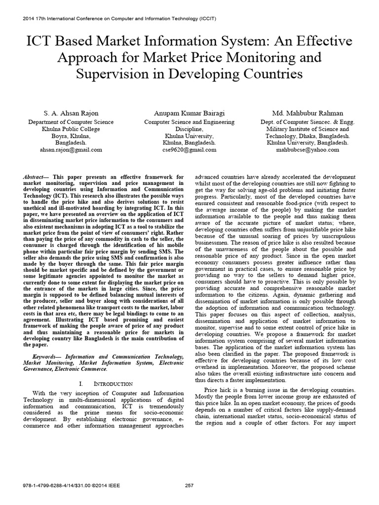 ICT Based Market Information System An Effective Approach For Market ...