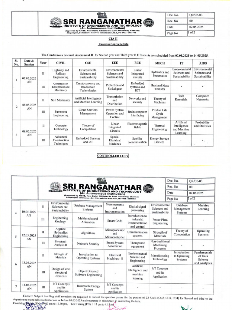 Cia-2 Second and Third Year | PDF
