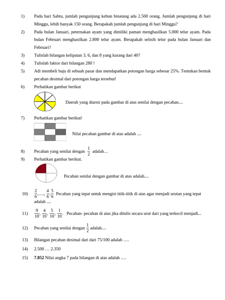 Soal Les I 2024-2025 MTK | PDF