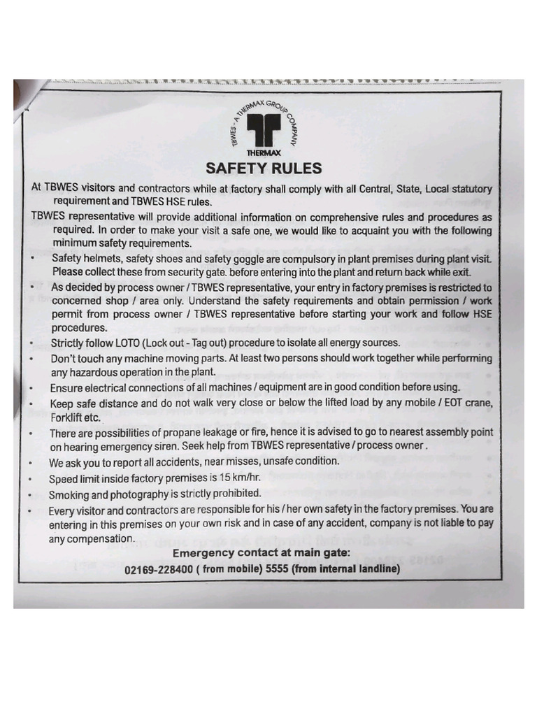 Safety Rule | PDF