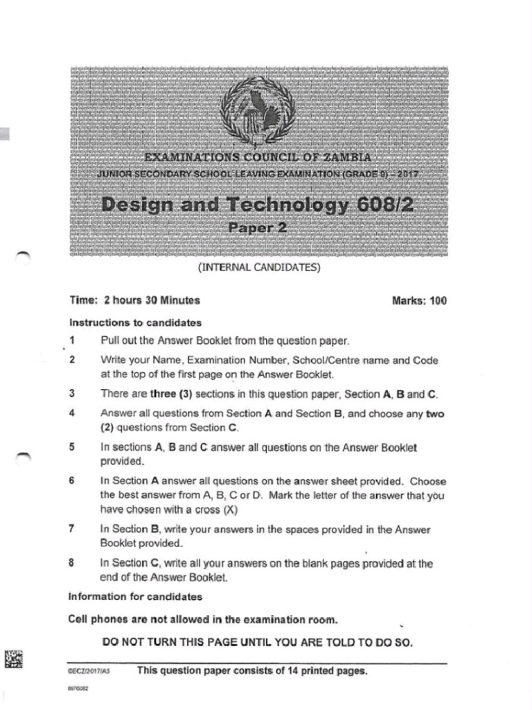 2017 Design Technology Paper 2 Past Paper Pdf