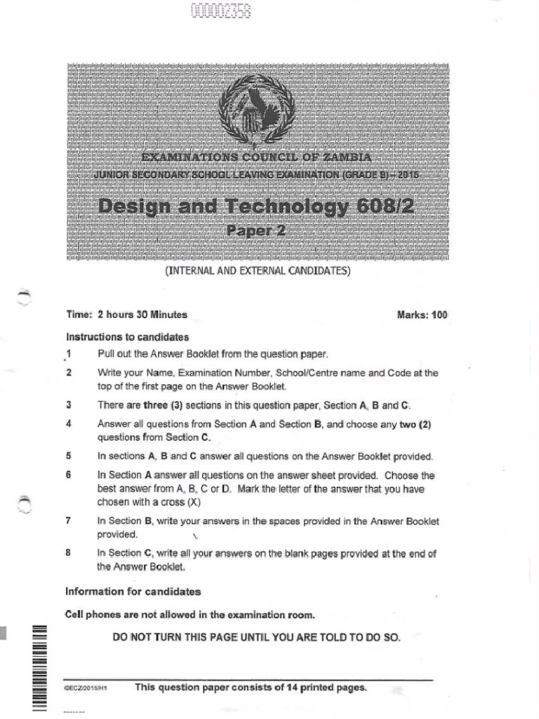 2015 Design & Technology Paper 2 Past Paper | PDF