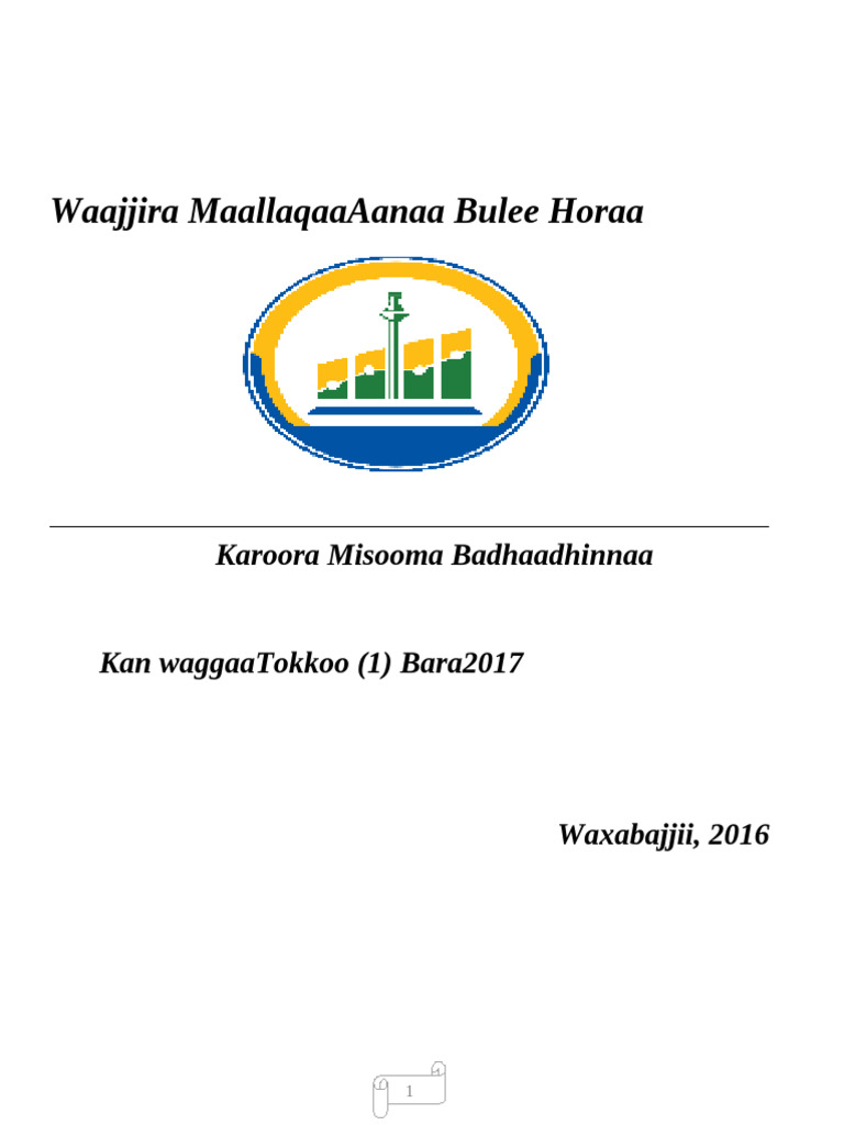 Waajjira Maallaqaa Aanaa Bulee Horaa Karo - Waggaa 2017 | PDF