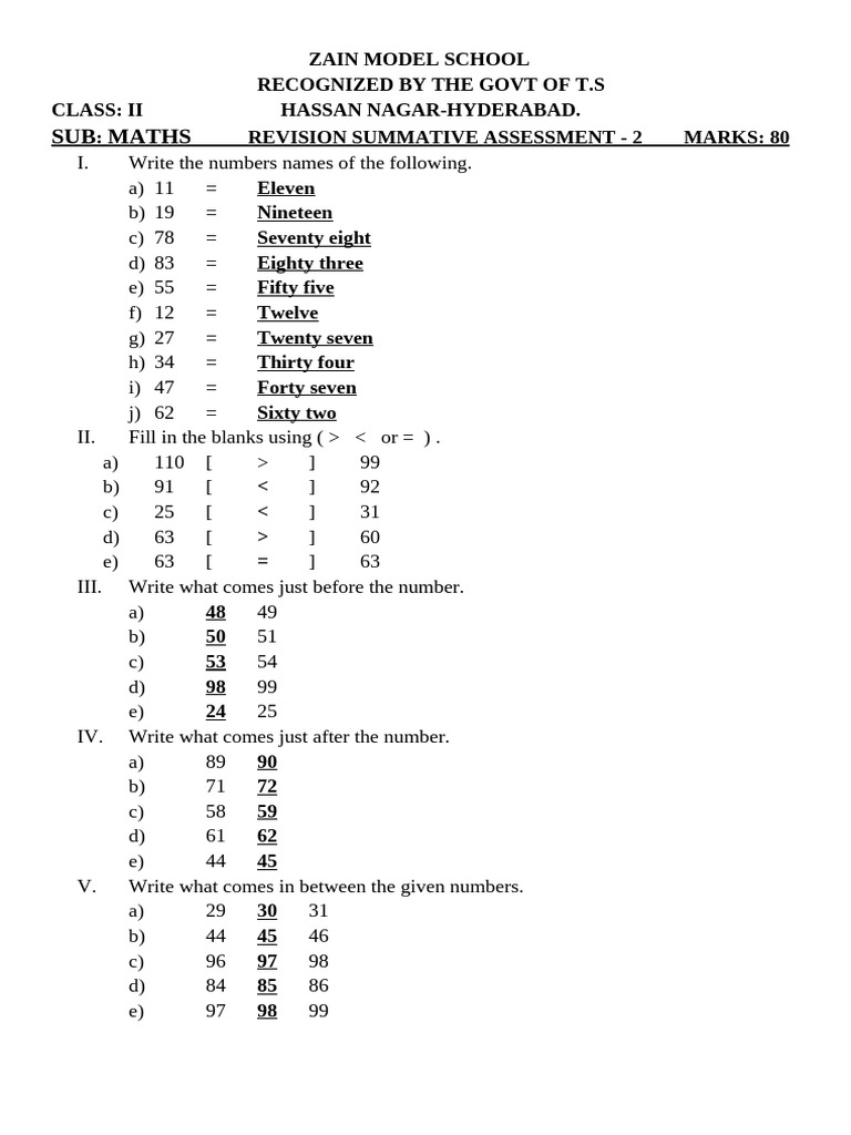 Sa2 Maths Class 2 Revision 2025 | PDF | Units Of Measurement
