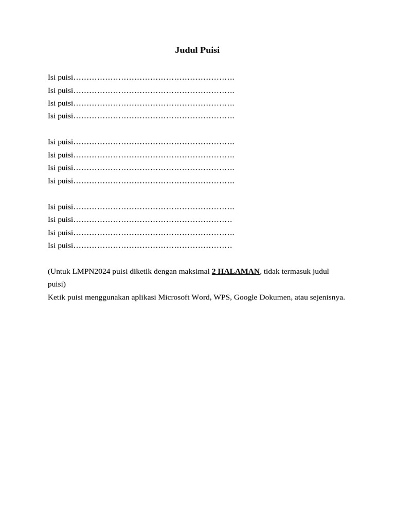 Template Lomba Puisi_Fun Bahasa | PDF
