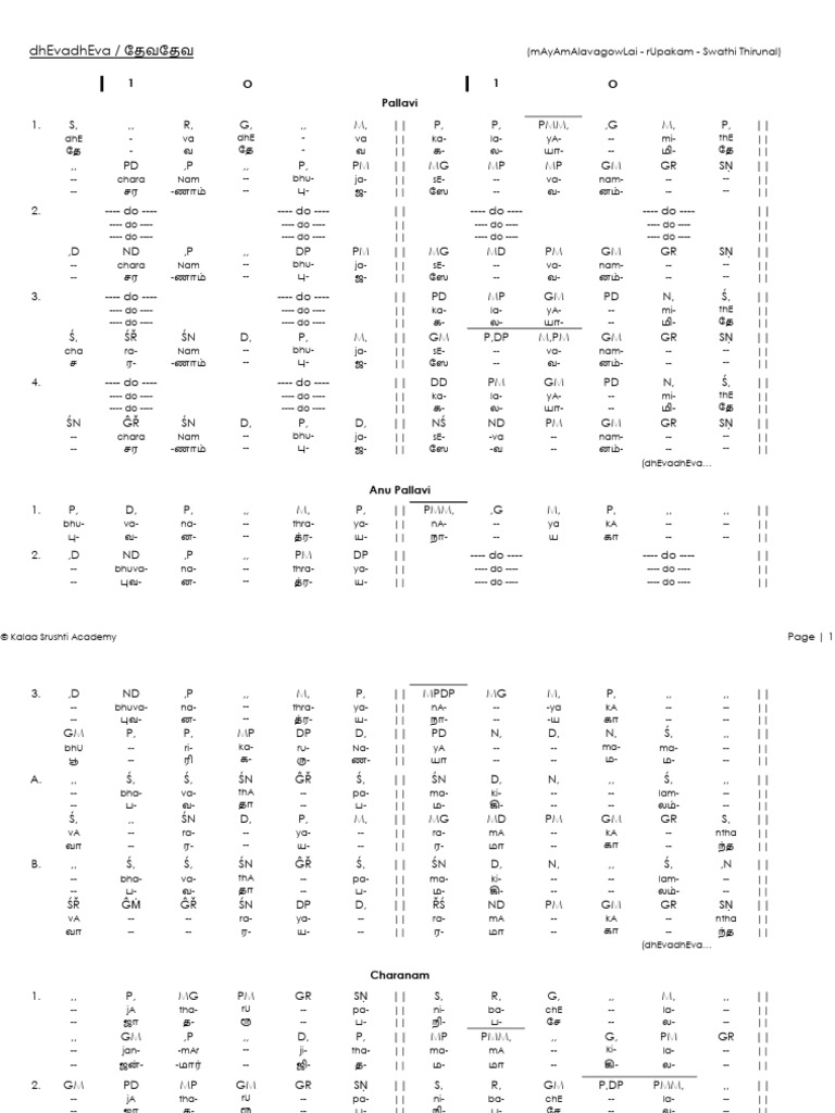 dhEvadhEva-mAyAmALavagowLai-rUpakam-Sri Swathi Tirunal | PDF