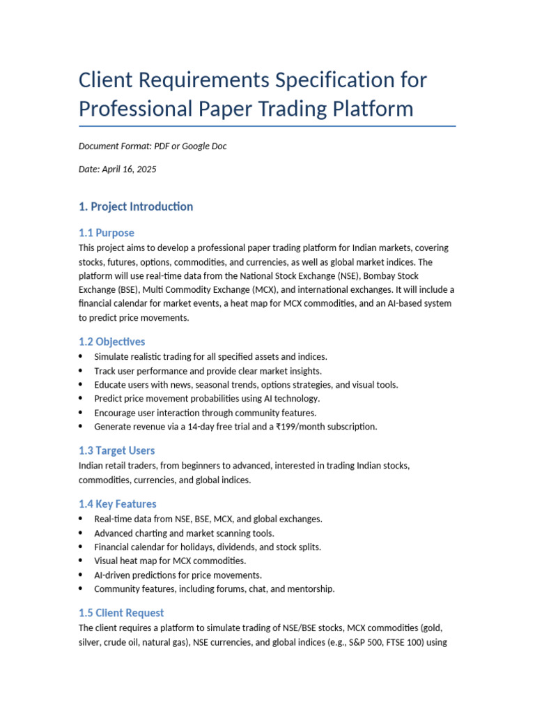 Remote Trade Specification Complete Updated | PDF | Option (Finance ...