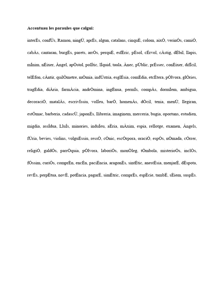 Pràctica Accentuació Corregida. | PDF