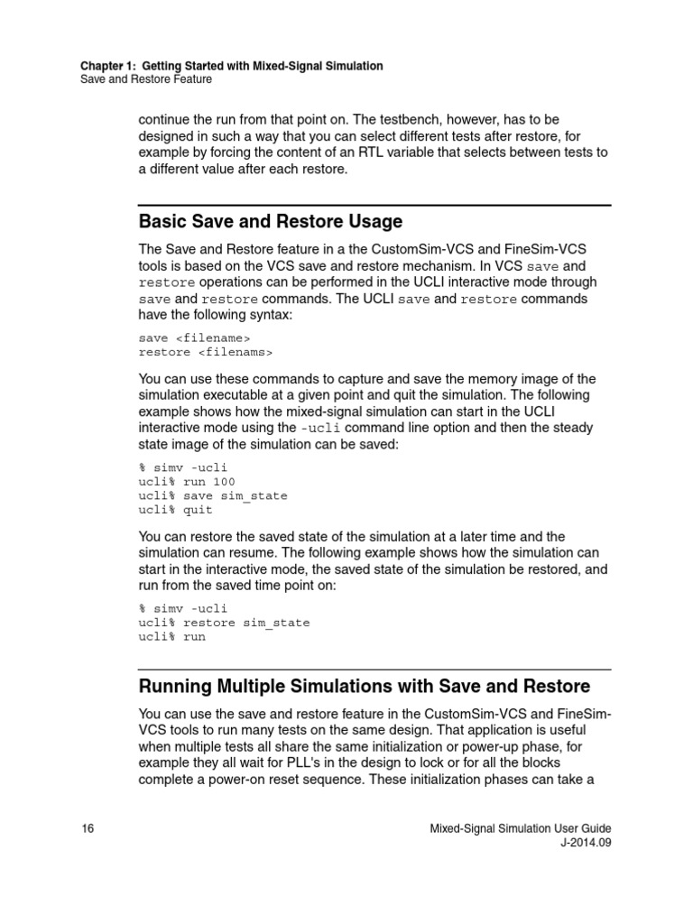 Mixed-Signal Simulation Save & Restore Guide | PDF